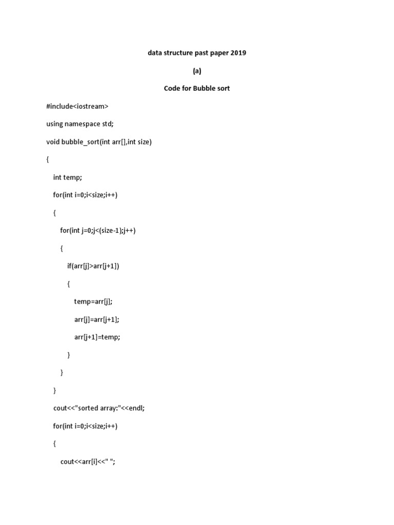 Data Structure Past Paper 2018 | PDF | Software Development ...