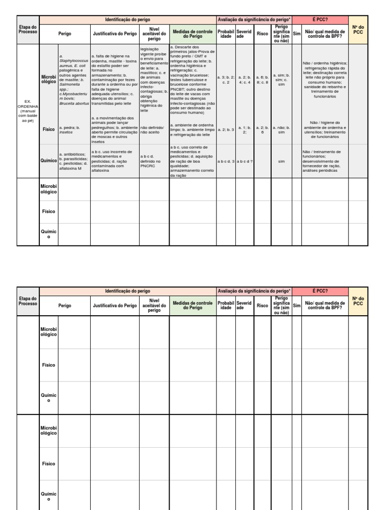 Modelo Planilha APPCC | PDF