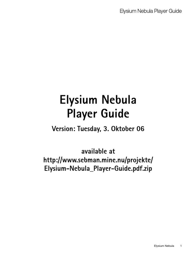 Elysium Nebula Player Guide | PDF