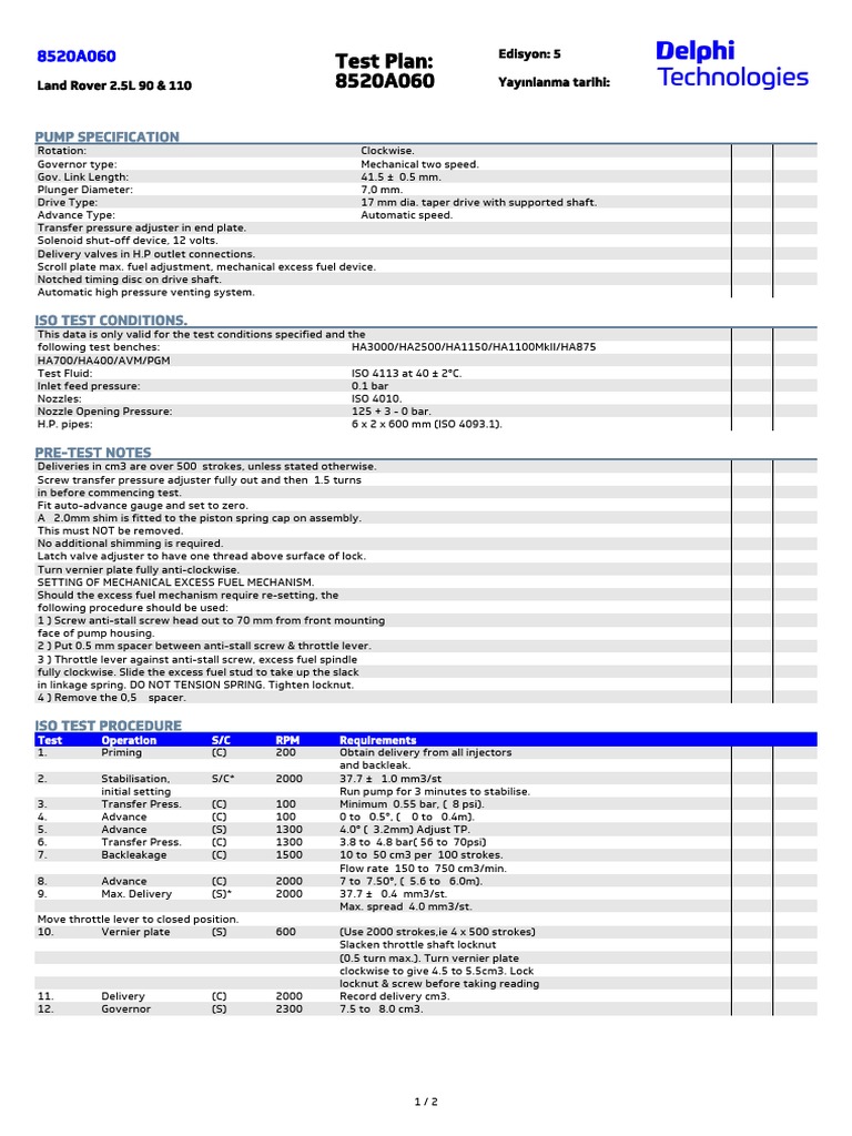 8520A060A Testplan | PDF | Throttle | Valve