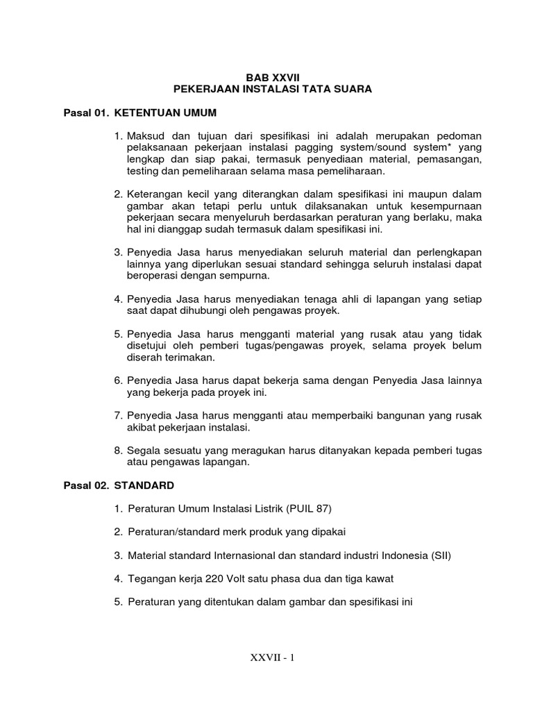 Spek teknis sound system | PDF