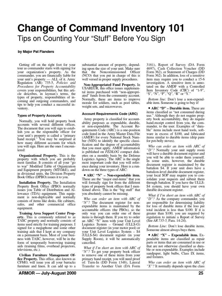 Count Your Stuff Before Command Change | PDF | Inventory | Business