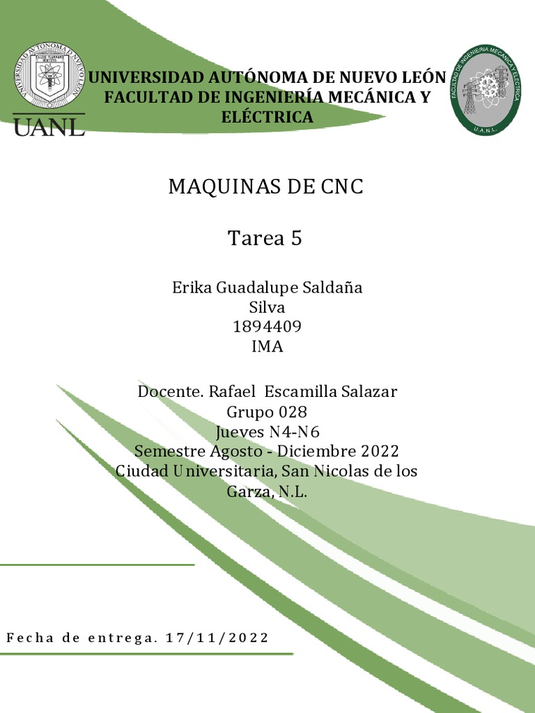 Maquinas CNC Tarea 5 | PDF