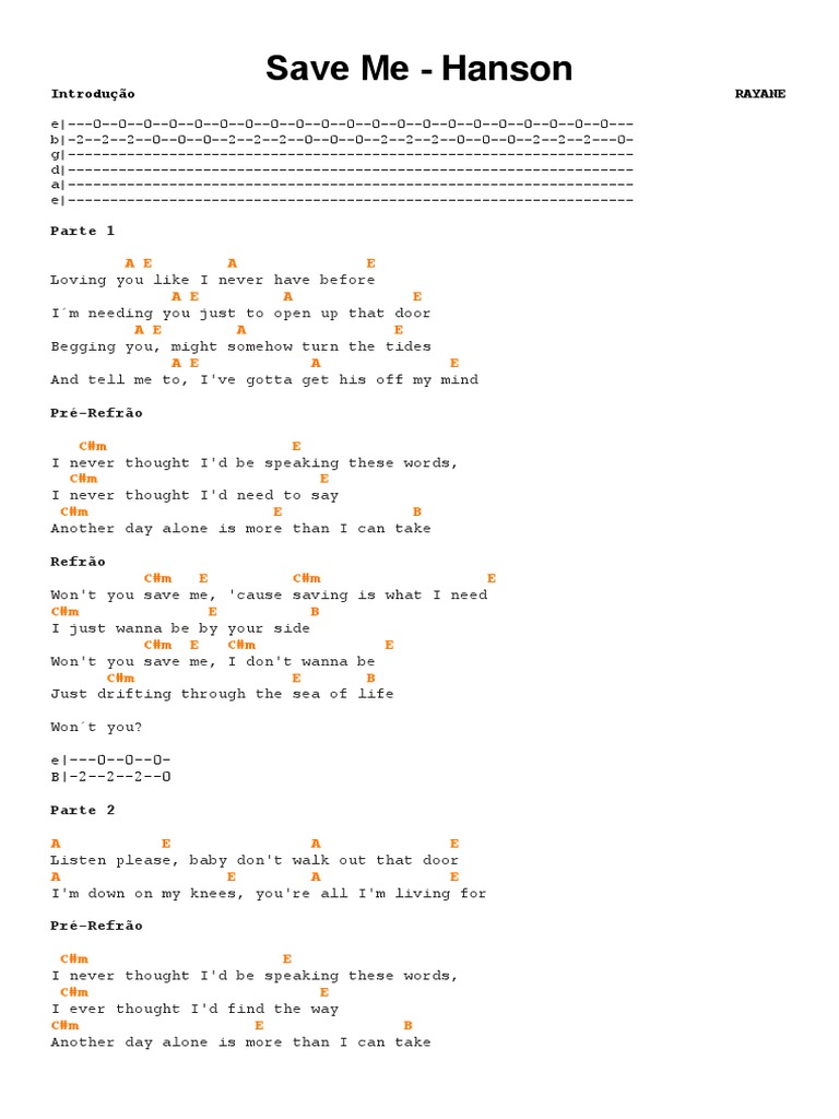 Hanson - Save Me | PDF