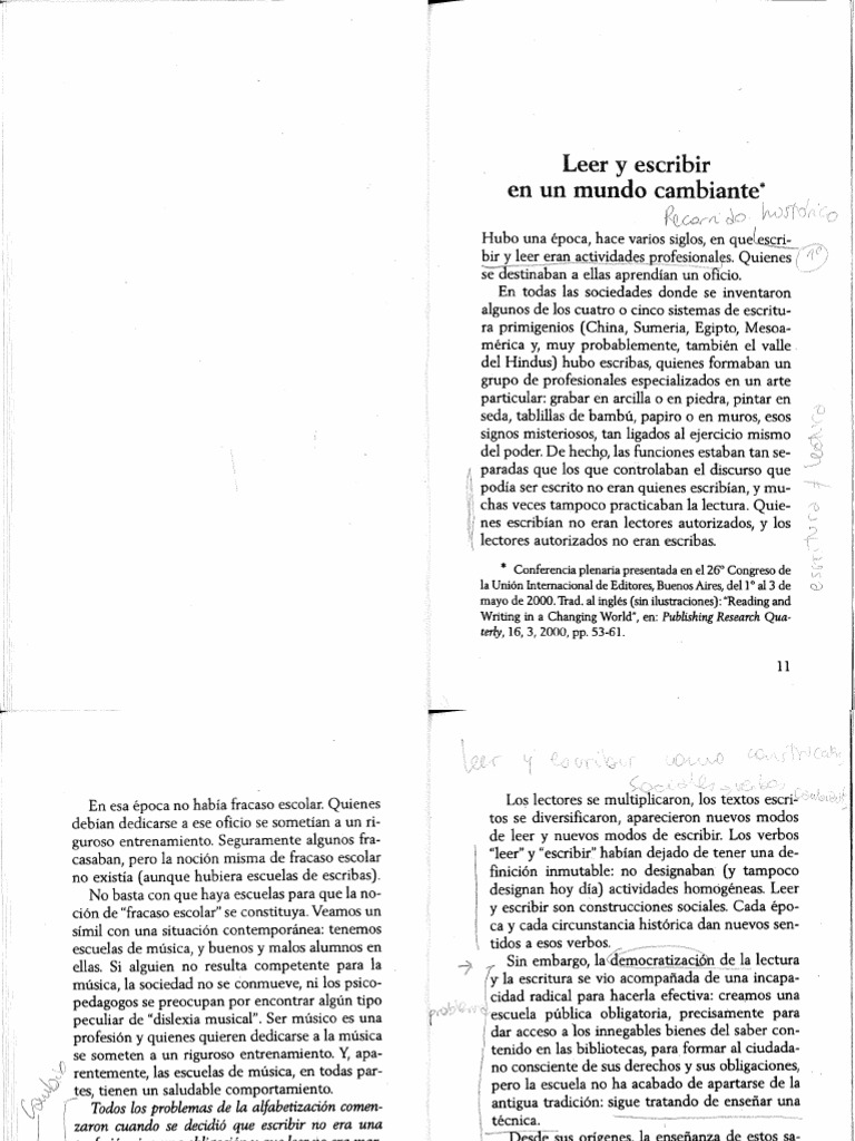 Ferreiro-Leer y Escribir en Un Mundo Cambiante | PDF