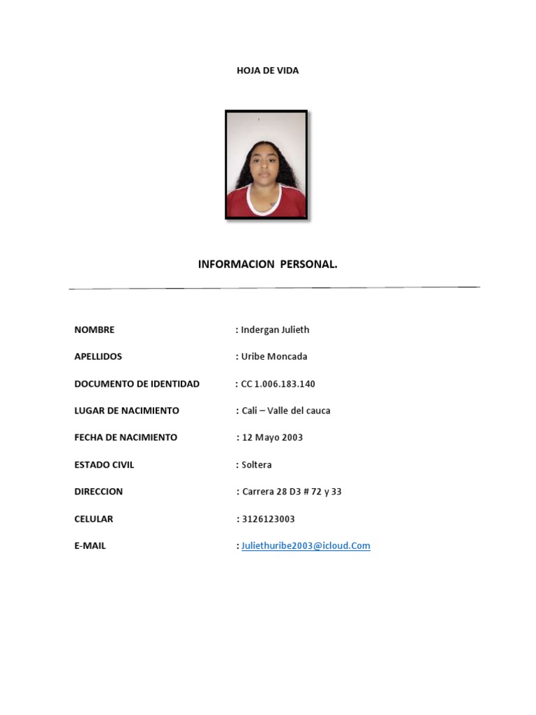 Hoja de Vida Julieth Uribe | PDF