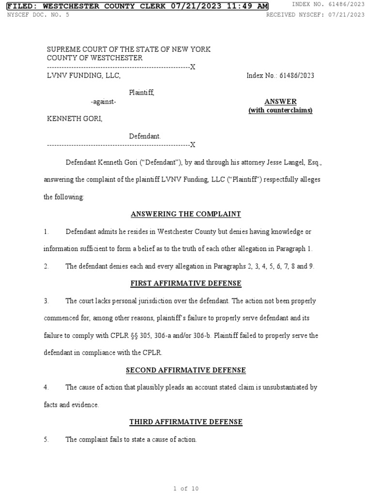 Lvnv Funding Llc Summons