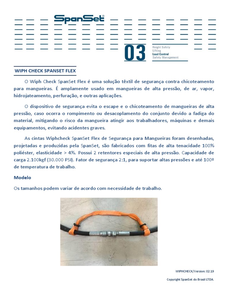 Wiph Check Spanset Flex - 30.000 Psi | PDF