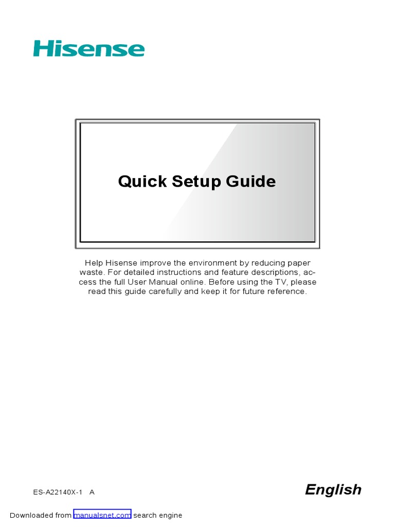 Hisense, A45H+32A45HF, TV, 2022, Quick Setup Guide, En,-1 | PDF ...