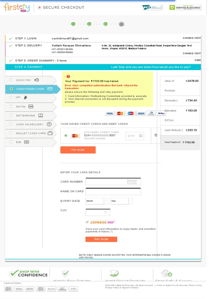 FirstCry Checkout | PDF