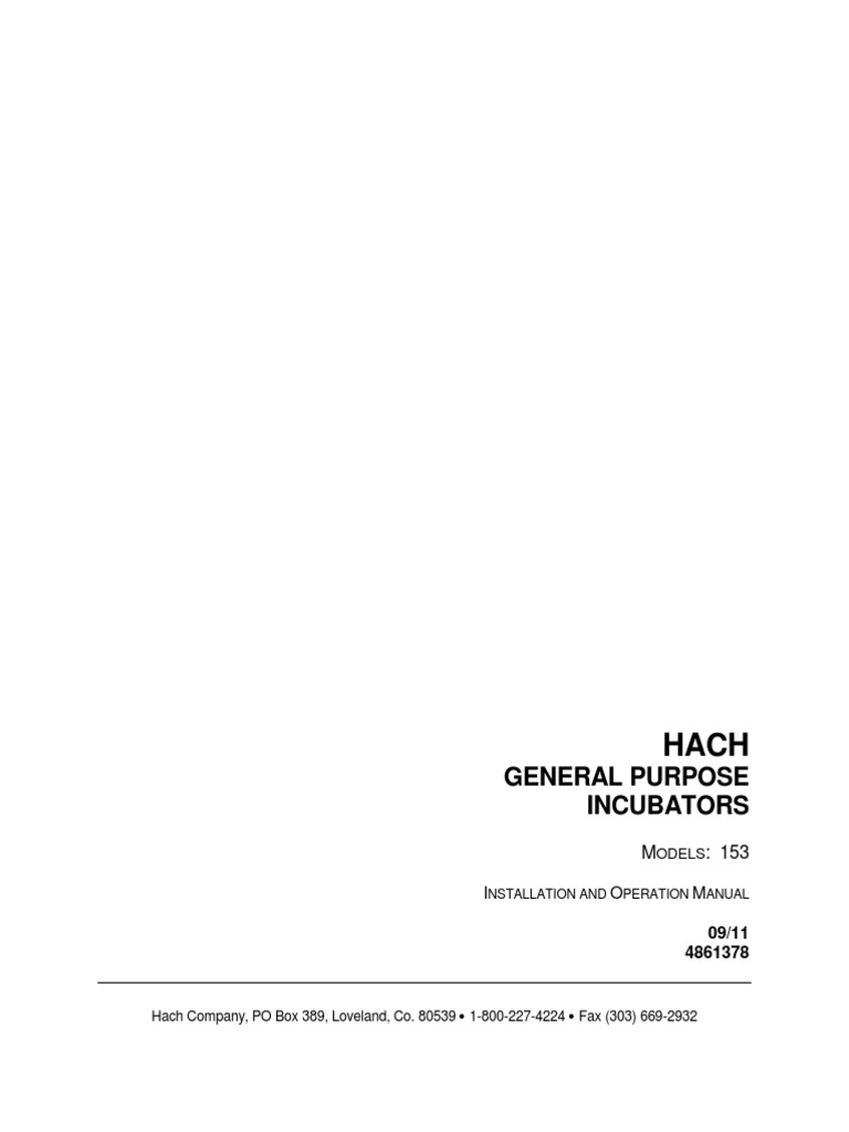 Manual de Usuario Incubadora Hach 153 | PDF