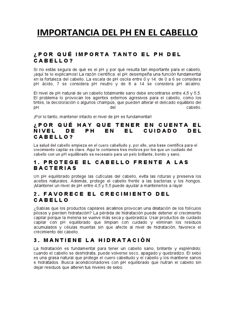 Importancia Del PH en El Cabello | PDF