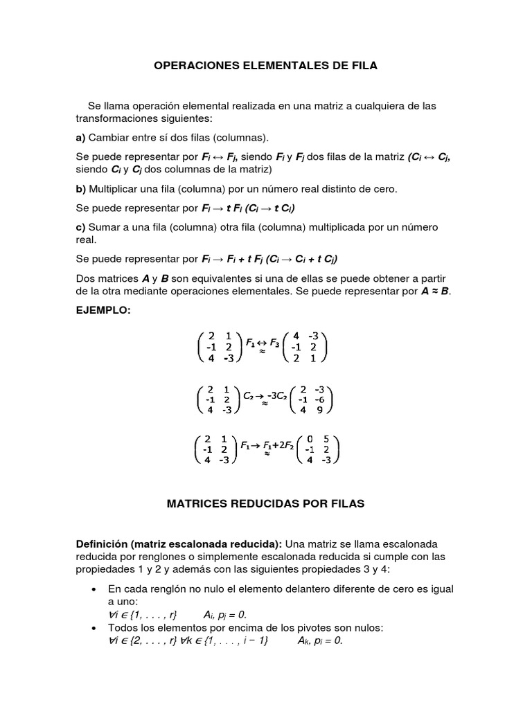 Fila | PDF | Matriz (Matemáticas) | Análisis matemático