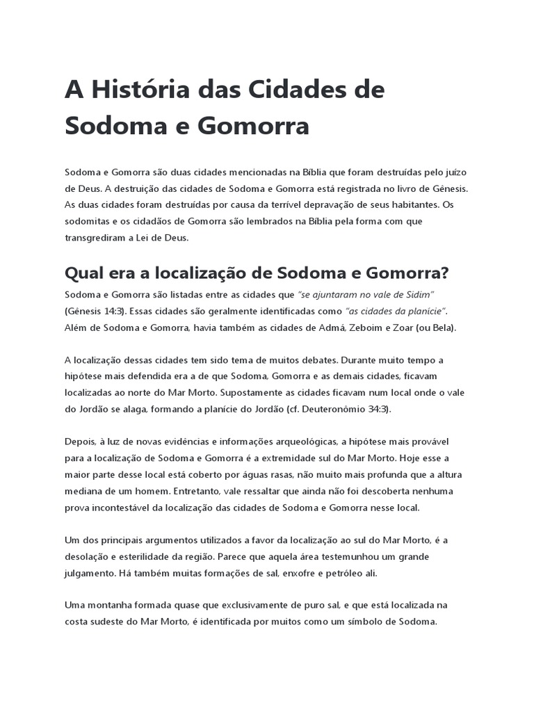 Historia Sodoma e Gomorra | PDF | Sodoma e Gomorra | Mar Morto