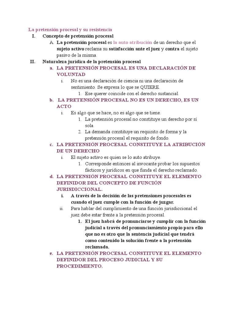 La Pretensión Procesal y Su Resistencia | PDF