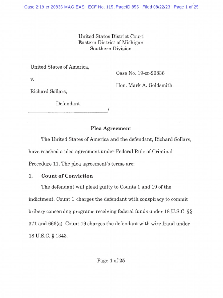 Richard Sollars Plea Agreement | PDF