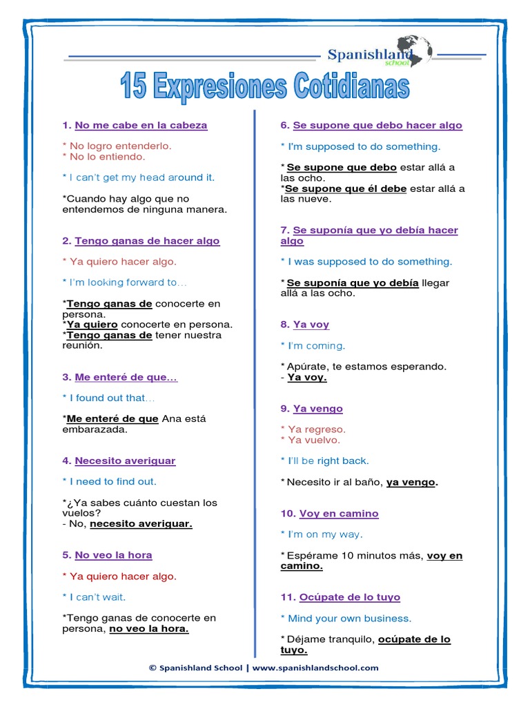 15 Expresiones Clave en Español | PDF