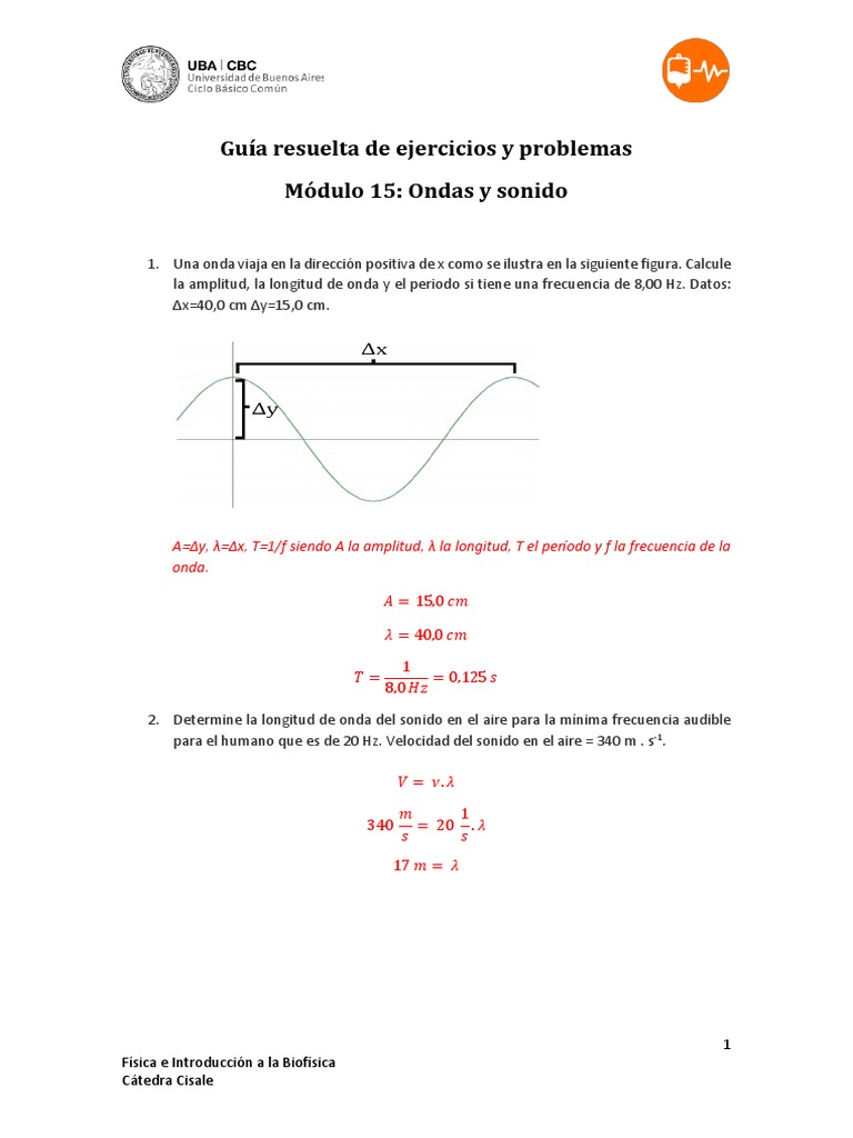 MÓDULO 15 - Guía Resuelta de Ejercicios y Problemas (2023) | PDF | Sonido | Frecuencia
