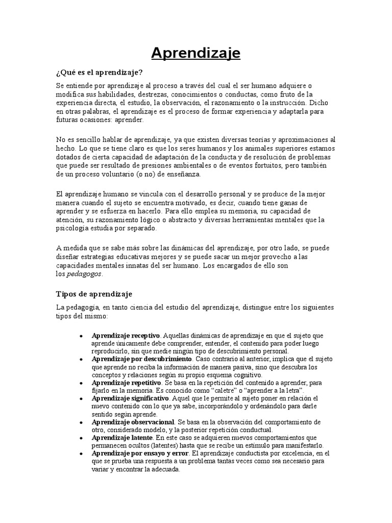 Aprendizaje | Descargar gratis PDF | Aprendizaje | Memoria