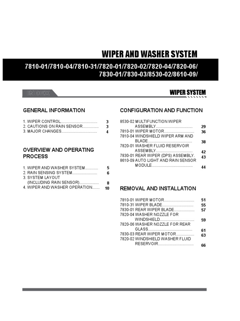 Wiper and Washer System | PDF | Equipment | Manufactured Goods