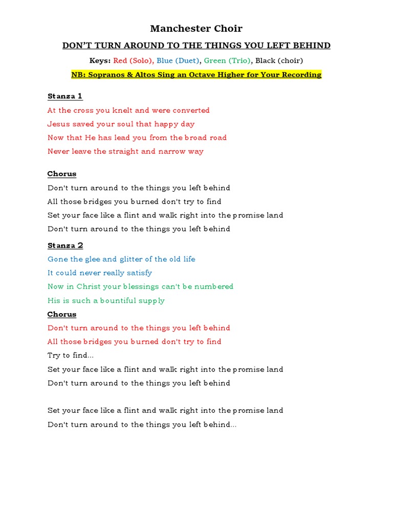 Don't Turn Around To The Things You Left Behind | PDF