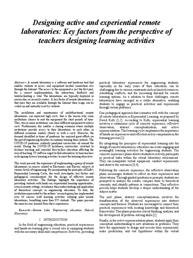 Designing Effective Remote Labs for Education | PDF