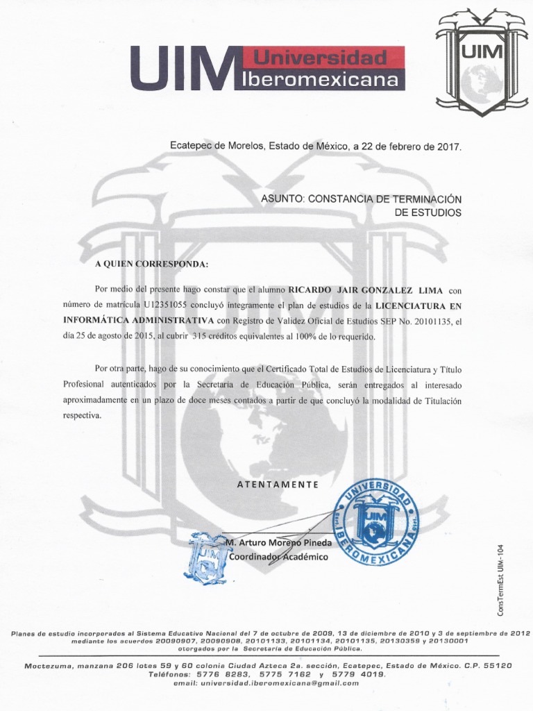 Carta Pasante. | PDF