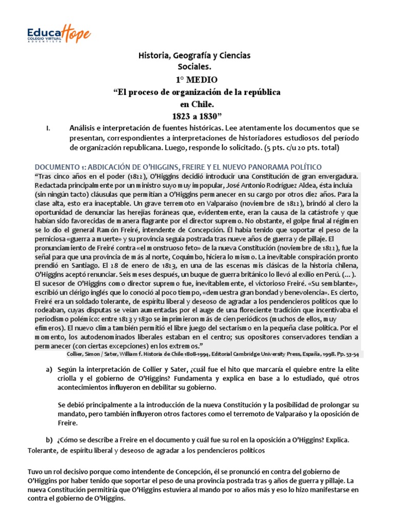 1 Medio Comprension de Lectura Historia | PDF