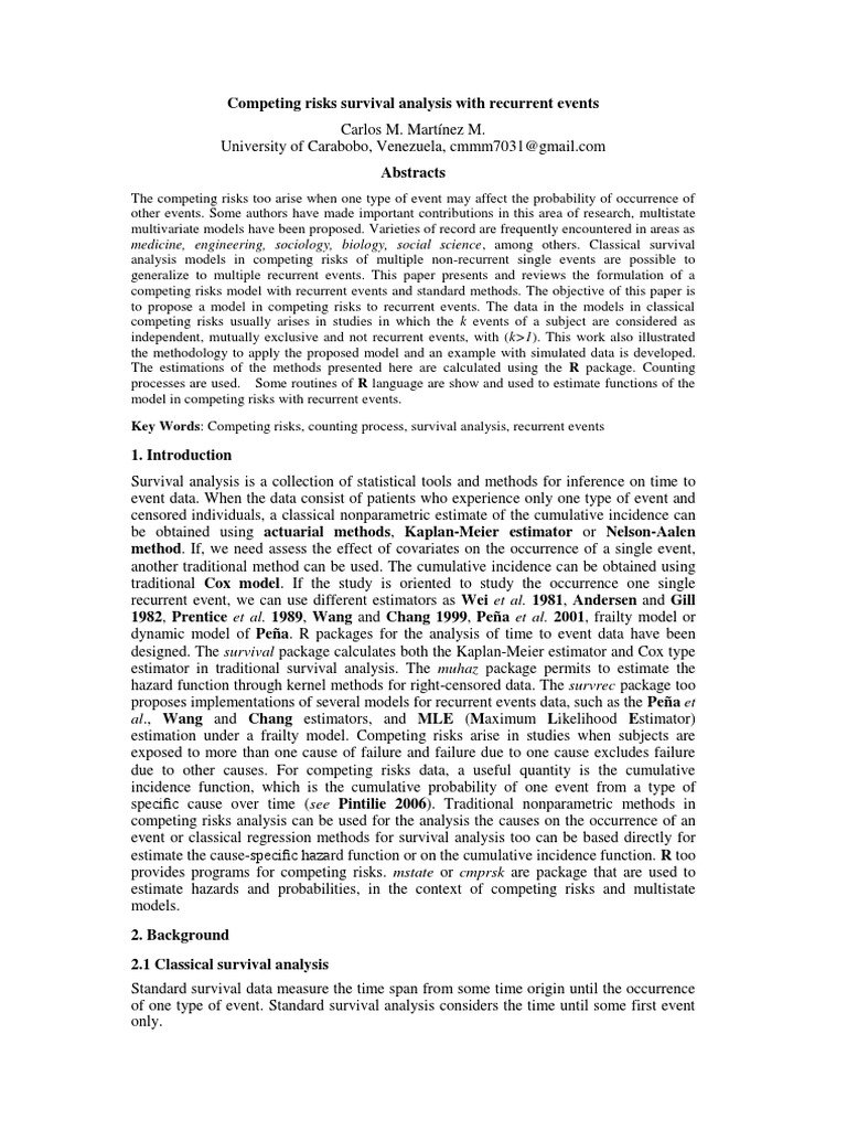 Competing Risks Survival Analysis With Recurrent Events | PDF