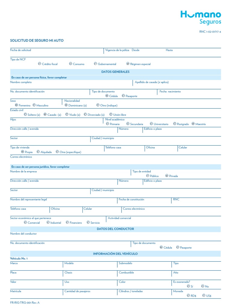 FR Solicitud Seguro Mi Auto | PDF