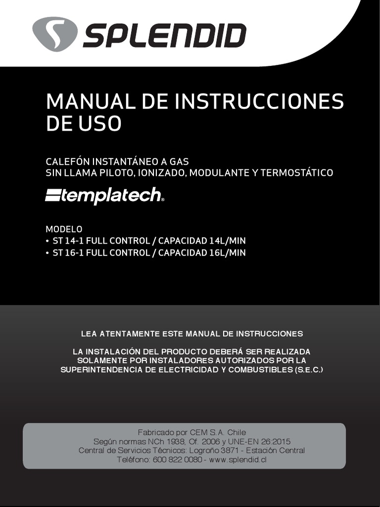 Calefont 14-16LTN Splendid-Manual | PDF