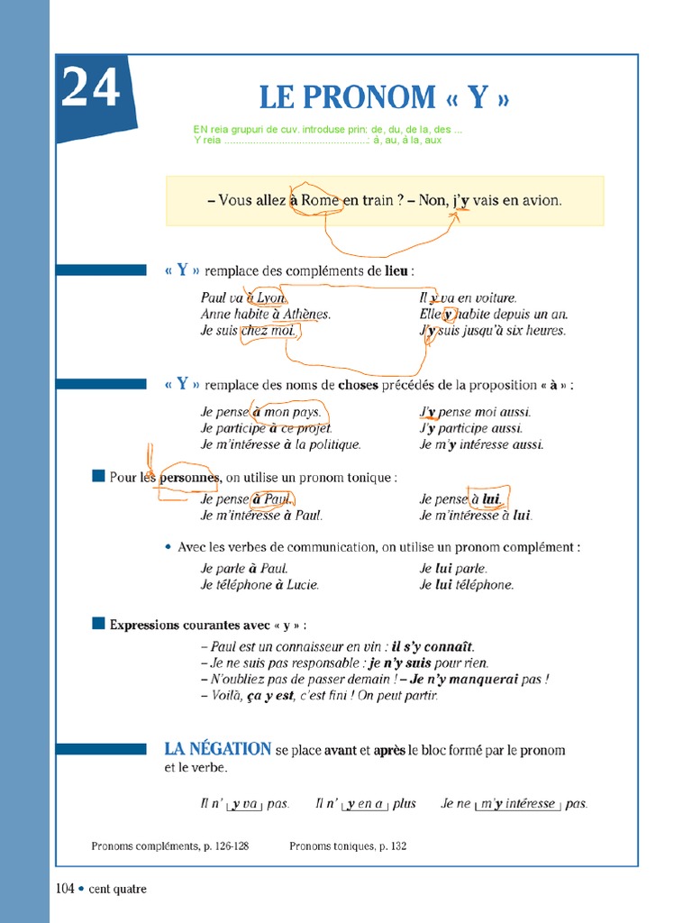Utilisation du pronom "y" en français | PDF | Arts du langage et ...