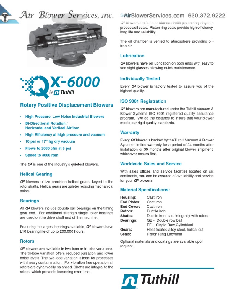 QX-6000 Blower Spec Sheet 0909 | PDF