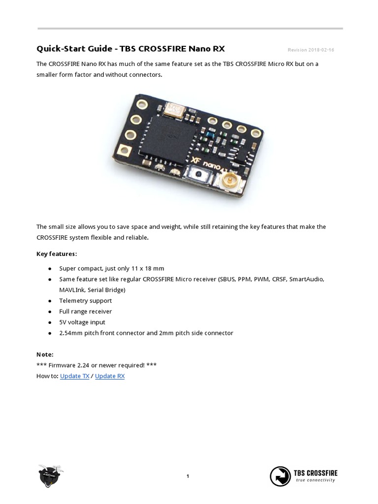 Tbs Crossfire Nano Quickstart | PDF | Electrical Connector ...