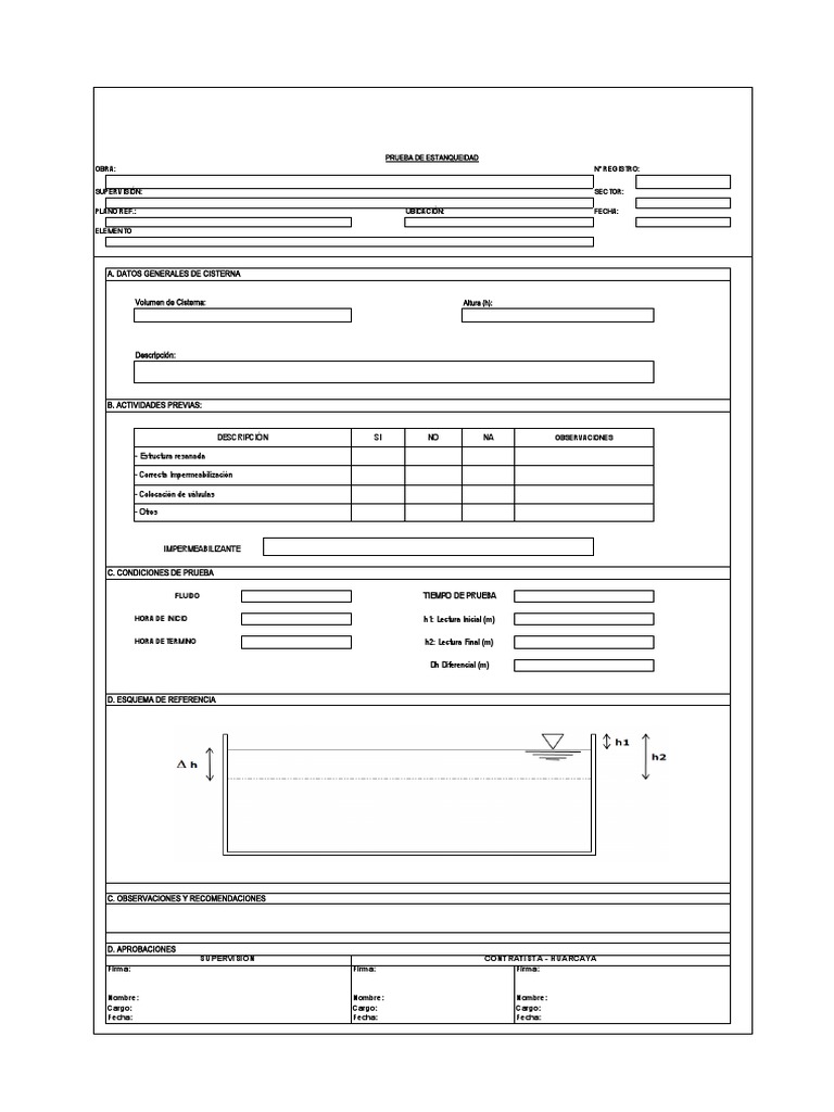 REG-IISS-EST - Prueba Estanqueidad Cisterna | PDF