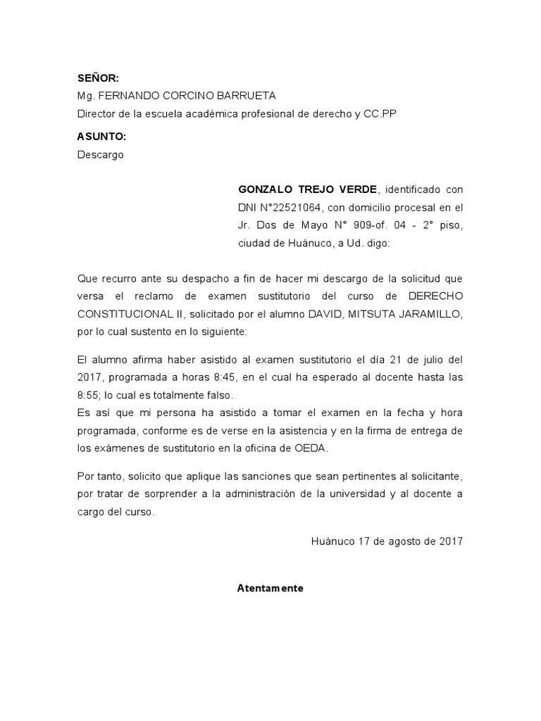 Modelo de Descargo | PDF