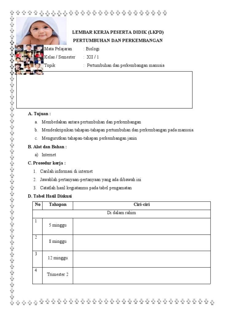LKPD Pertumbuhan Dan Perkembangan Manusia | PDF
