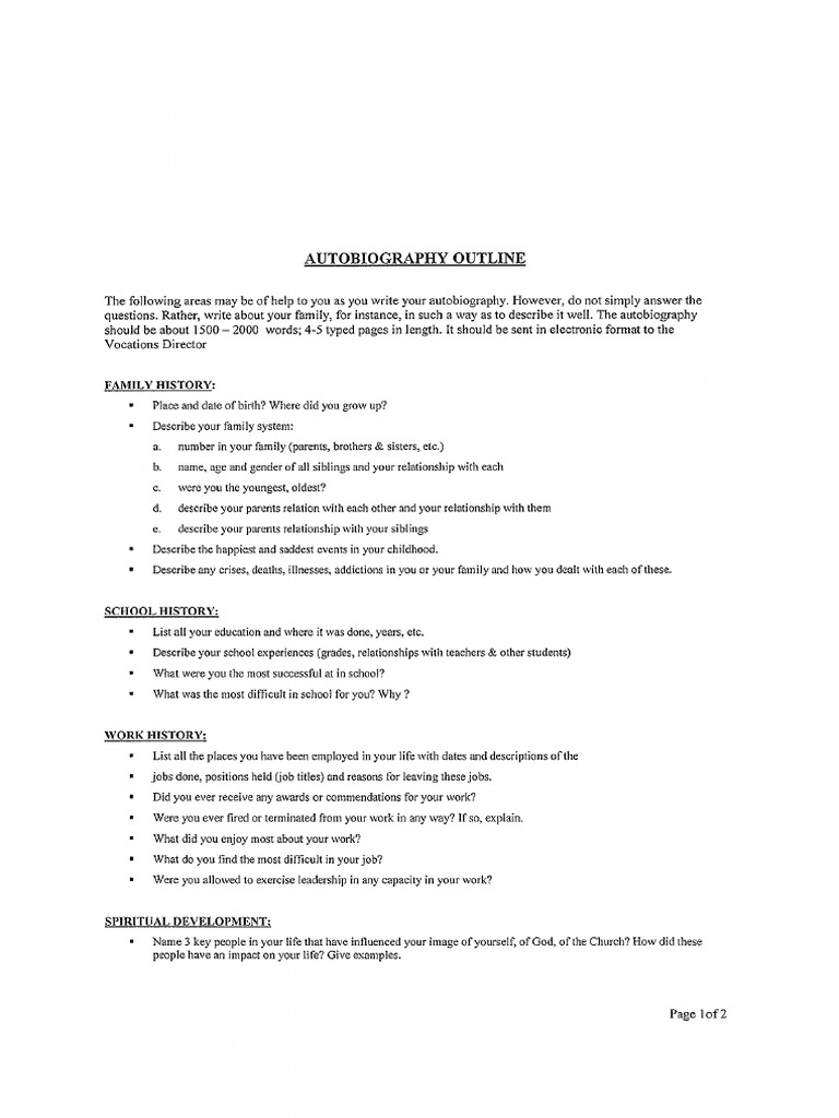 Autobiography Outline | PDF | Career & Growth | Lifestyle
