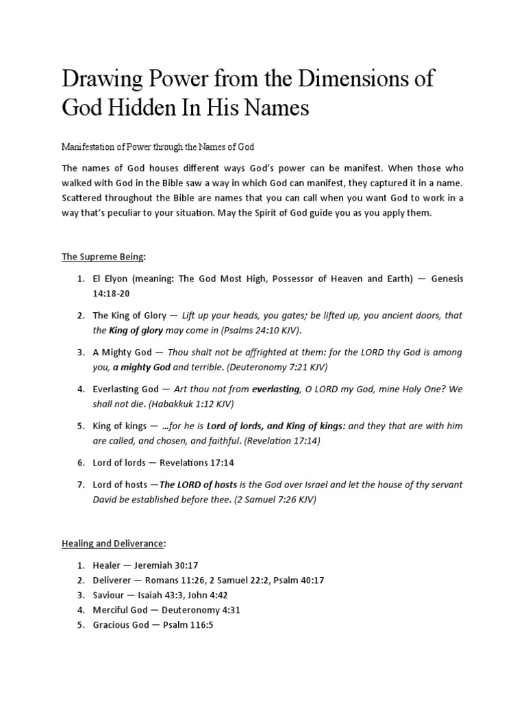 Names Of God With Bible Reference PDF