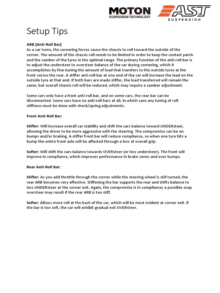 Anti-Roll Bar Setup and Adjustment Tips | PDF | Home & Garden