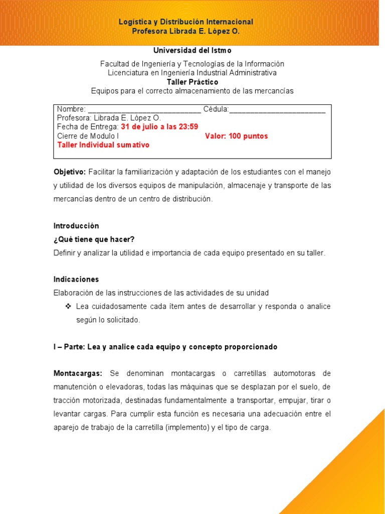 TALLER # 4 Equipos de Almacenamiento en Un CEDI | PDF