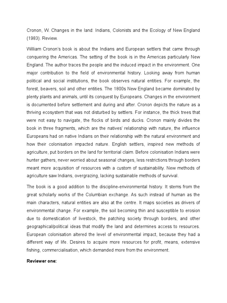 William Cronon Changes in The Land | PDF | Environmental History | Ecology
