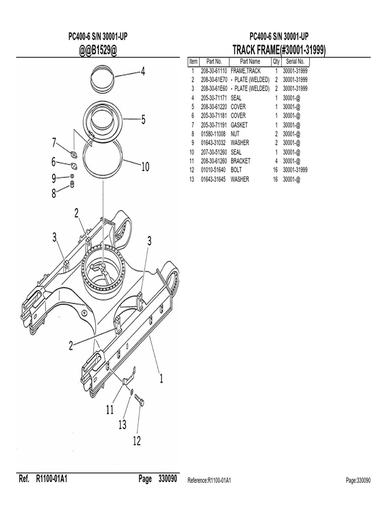 @@B1529@ Track Frame (#30001-31999) : PC400-6 S/N 30001-Up PC400-6 S/N ...