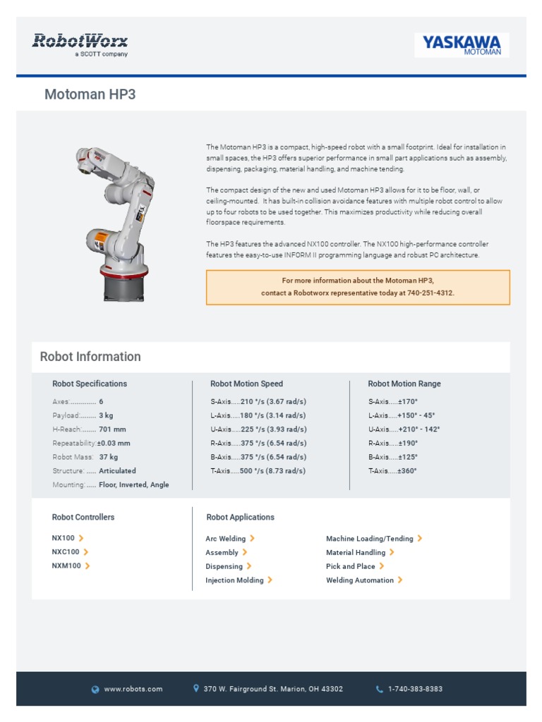 Motoman HP3 Datasheet | PDF