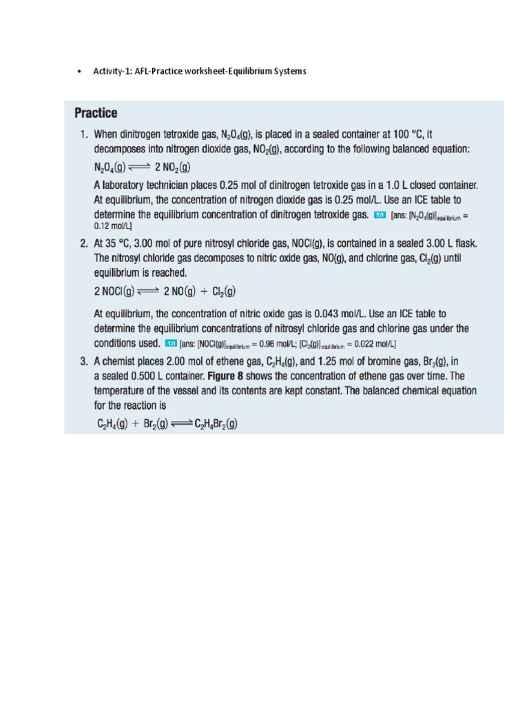 Activity-1 - AFL-Practice Worksheet-Equilibrium Systems | PDF