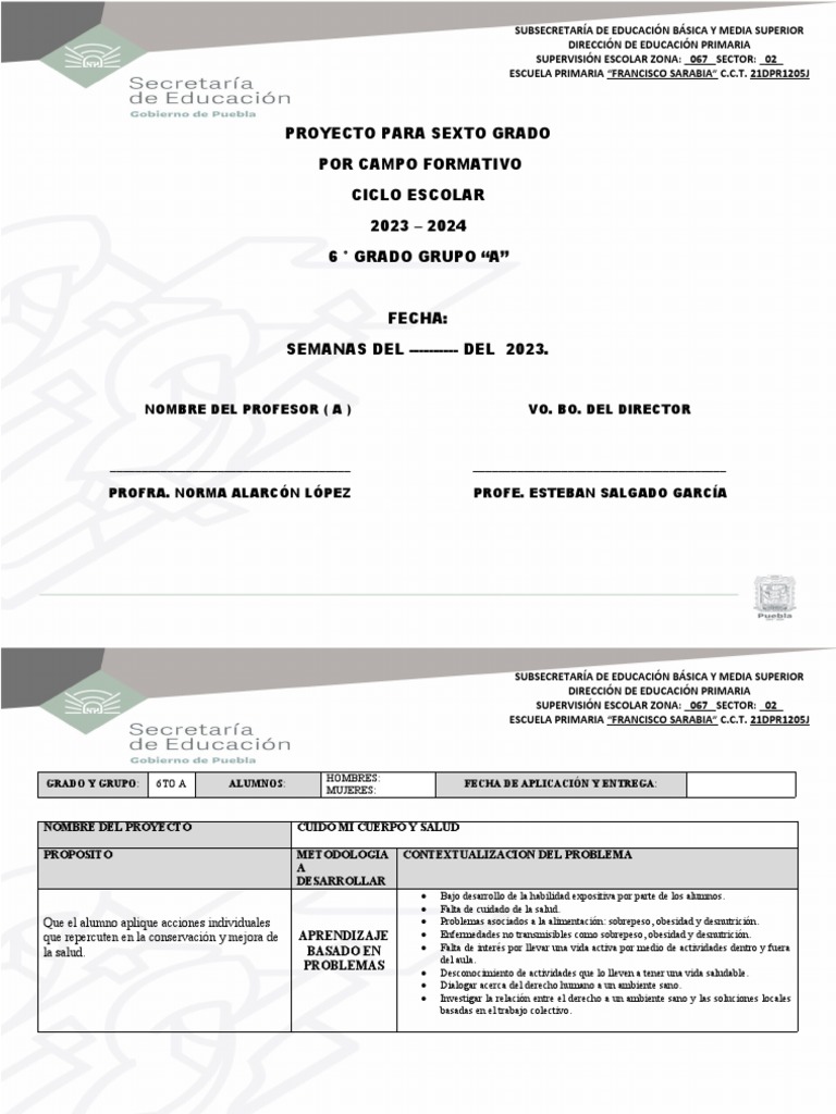 Proyecto para Sexto Grado Contestado | PDF | Alimentos | Dieta