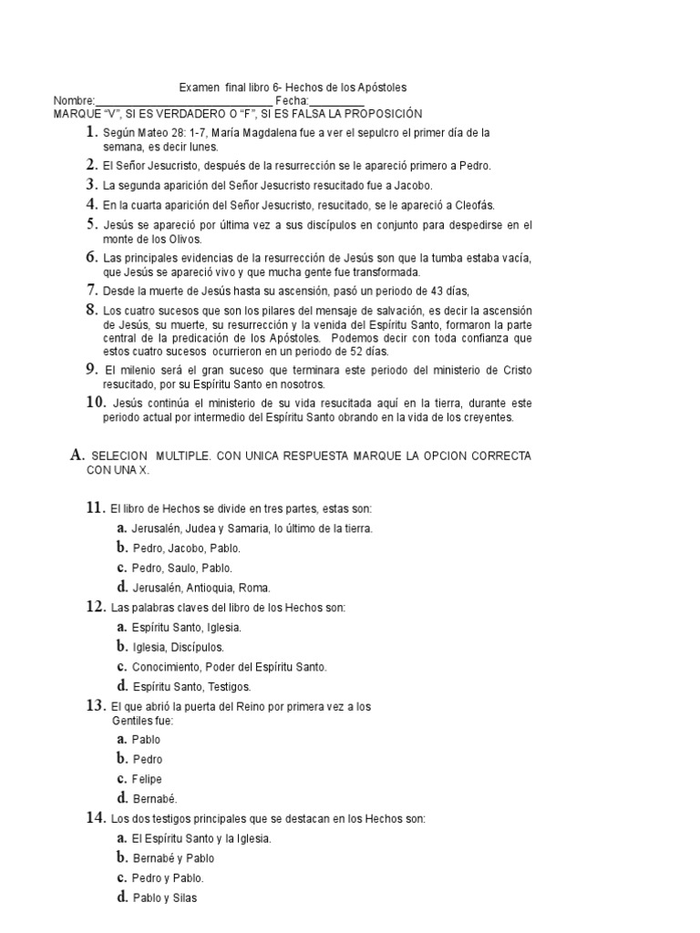 Examen Final Mateo 6 | PDF | Pablo el apóstol | La resurrección de Jesús