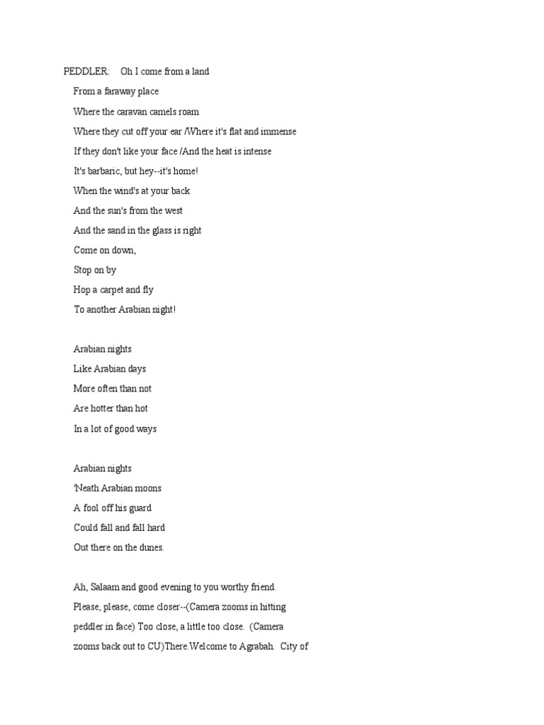 Aladdin Script (simple version) | PDF