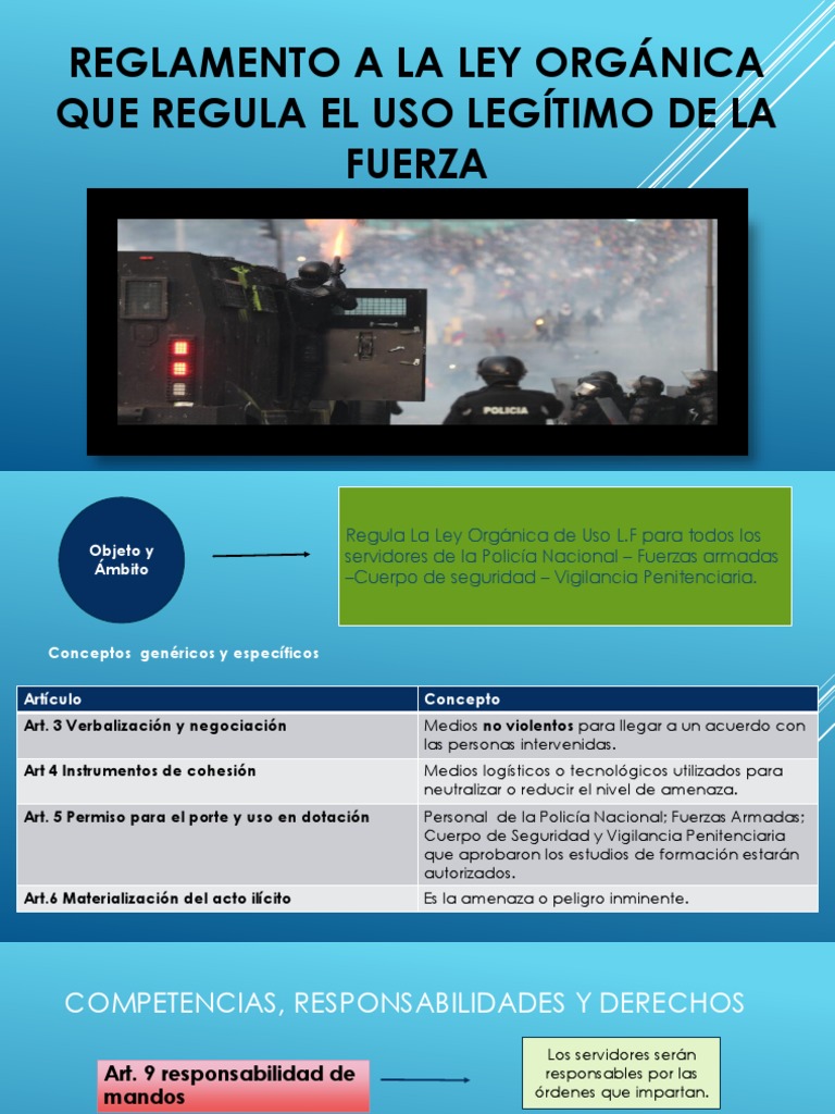 Reglamento A La Ley Orgánica Que Regula El Uso Legítimo de La Fuerza | Descargar gratis PDF ...