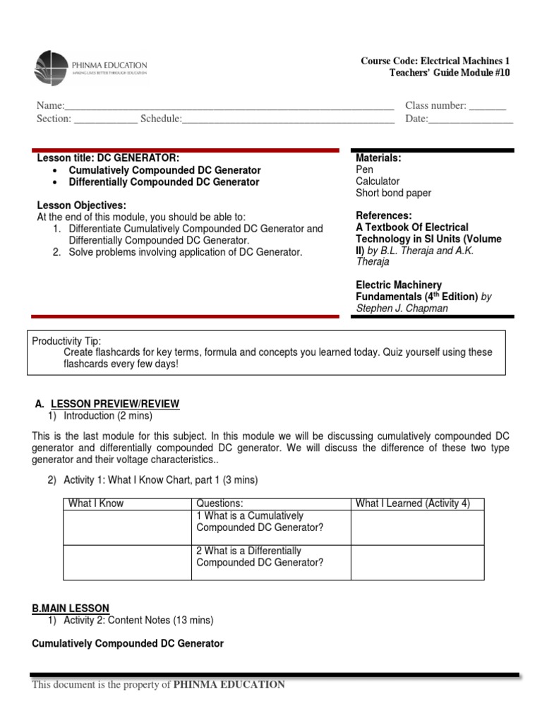 SAS 10 ElecMachines1 | PDF | Electric Generator | Applied And ...